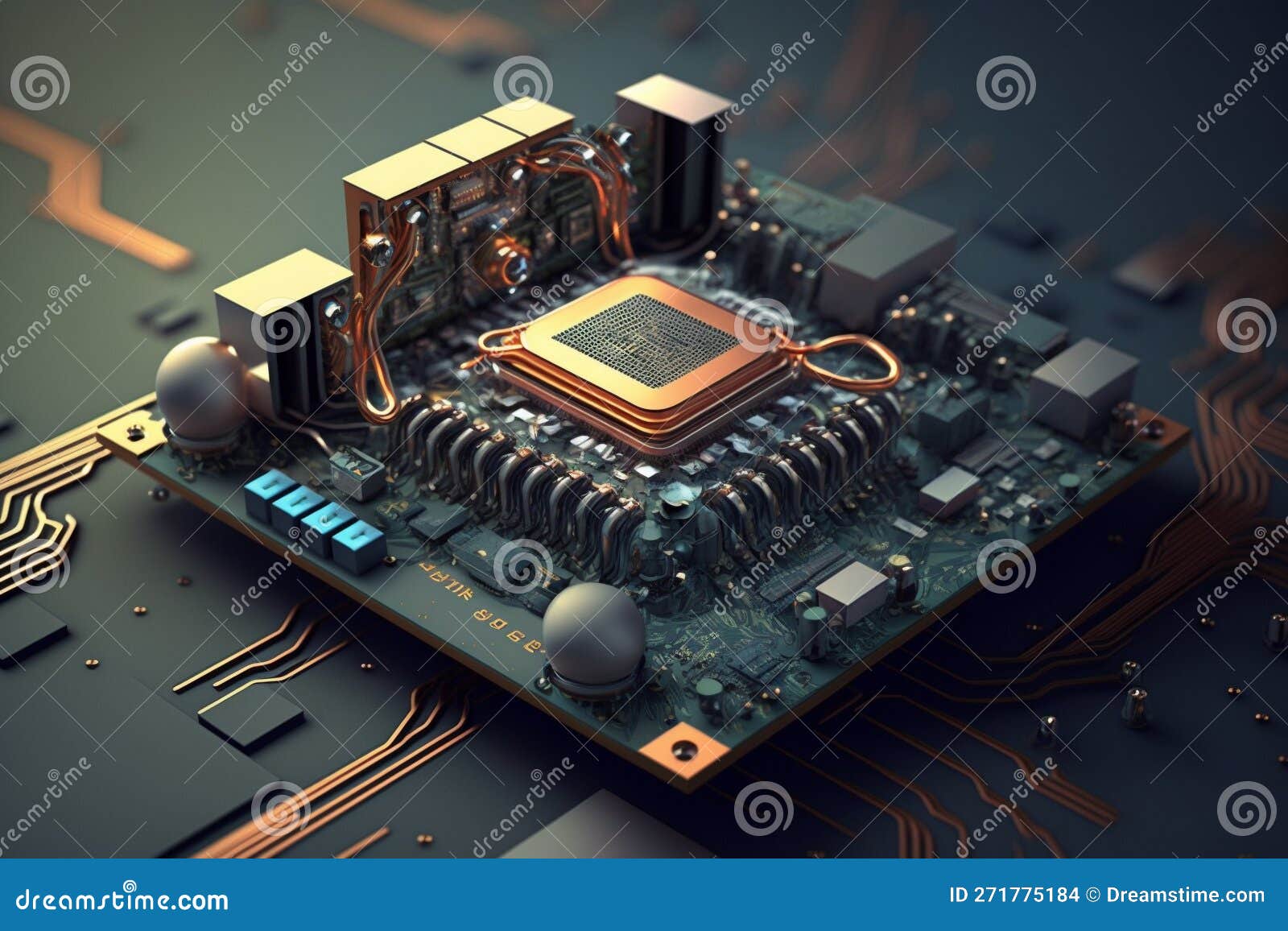 Computer Motherboard with Processor. Stock Illustration - Illustration ...