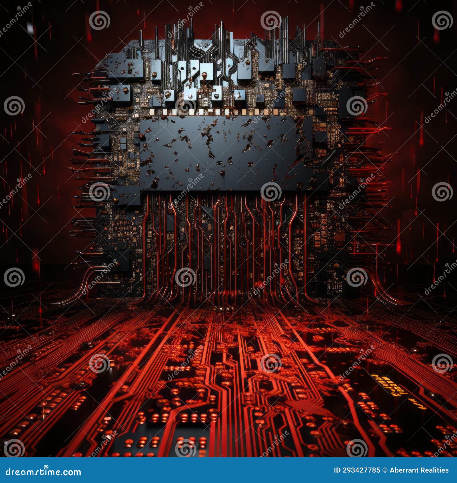 A Computer Motherboard with Red and Black Parts on it Stock ...