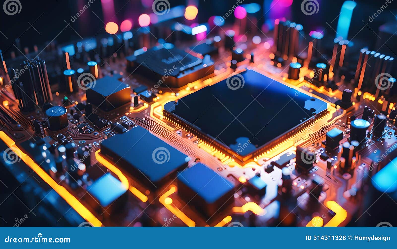 A Computer Motherboard. AI Generative Stock Illustration - Illustration ...