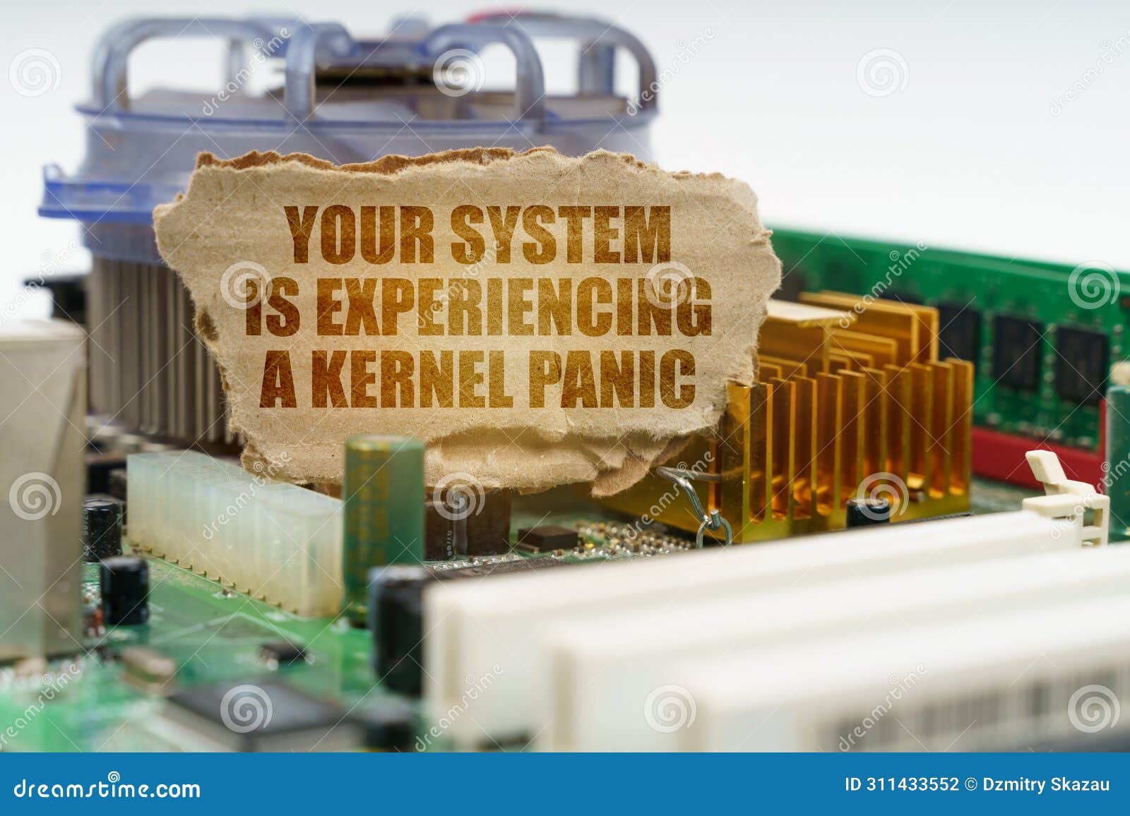 On the Computer Motherboard There is a Cardboard with the Inscription ...