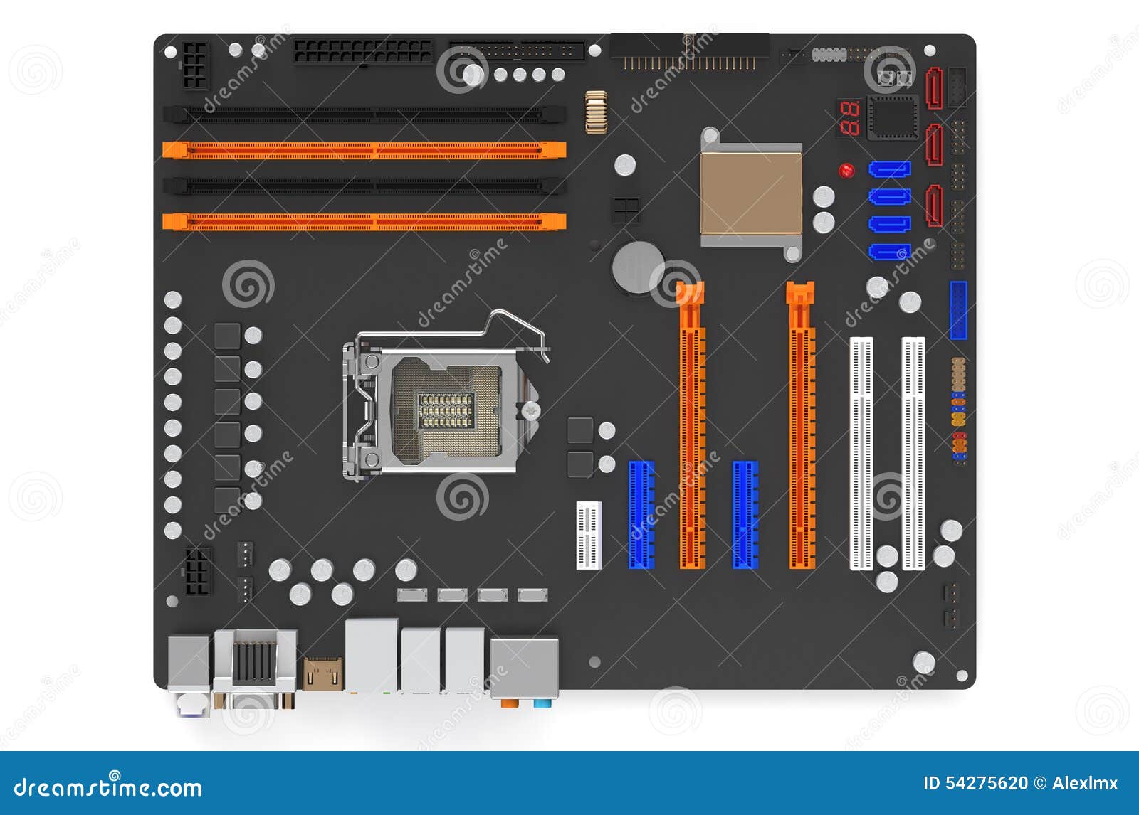 Computer Motherboard Top View Stock Illustration - Illustration of ...