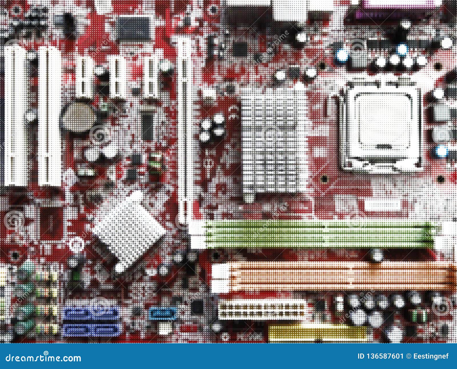 Computer Motherboard. Vector Illustration Stock Vector - Illustration ...