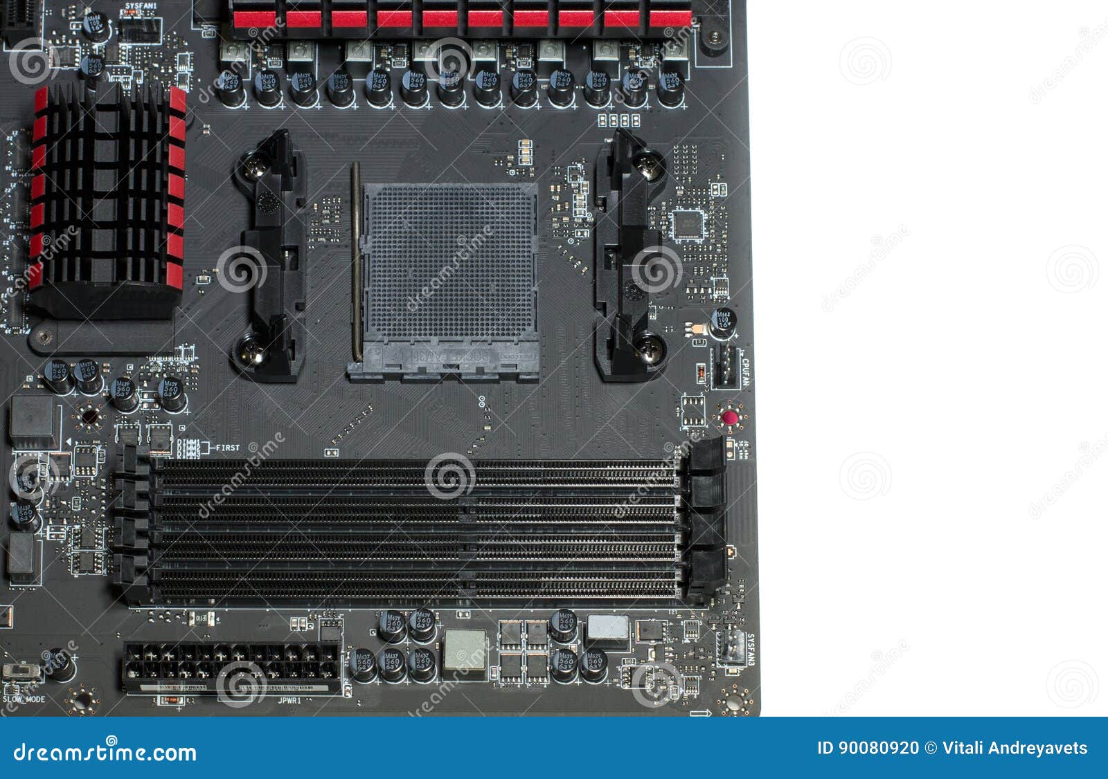Computer Motherboard with a View of Parts and Components Stock Photo ...