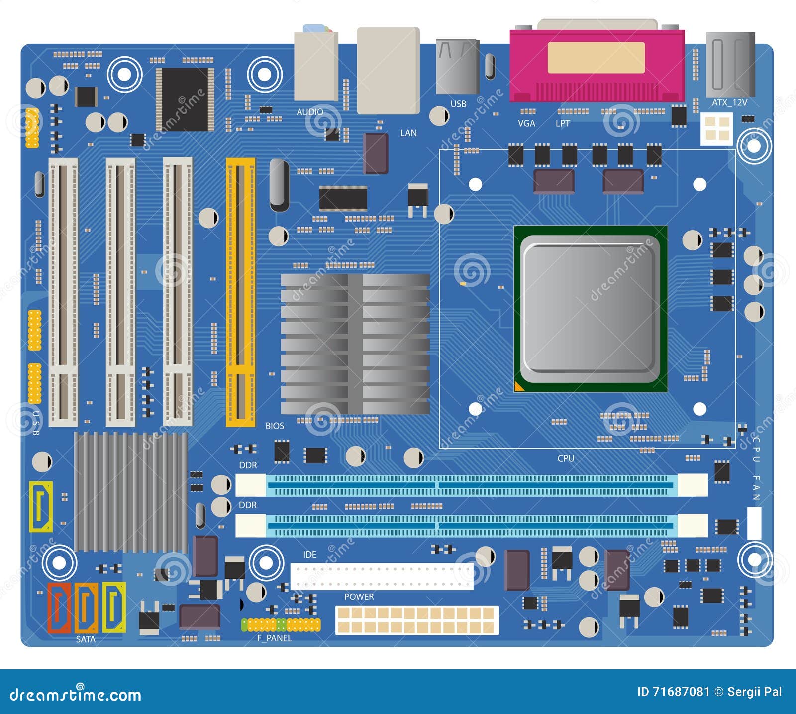 Computer motherboard stock illustration. Illustration of design - 71687081