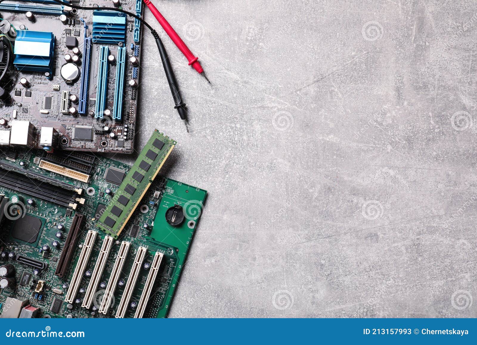 Computer Motherboards on Light Grey Table, Flat Lay with Space for Text ...