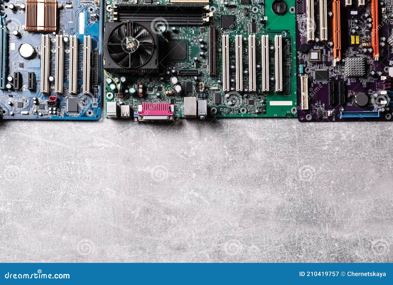 Computer Motherboards on Light Grey Table, Flat Lay with Space for Text ...