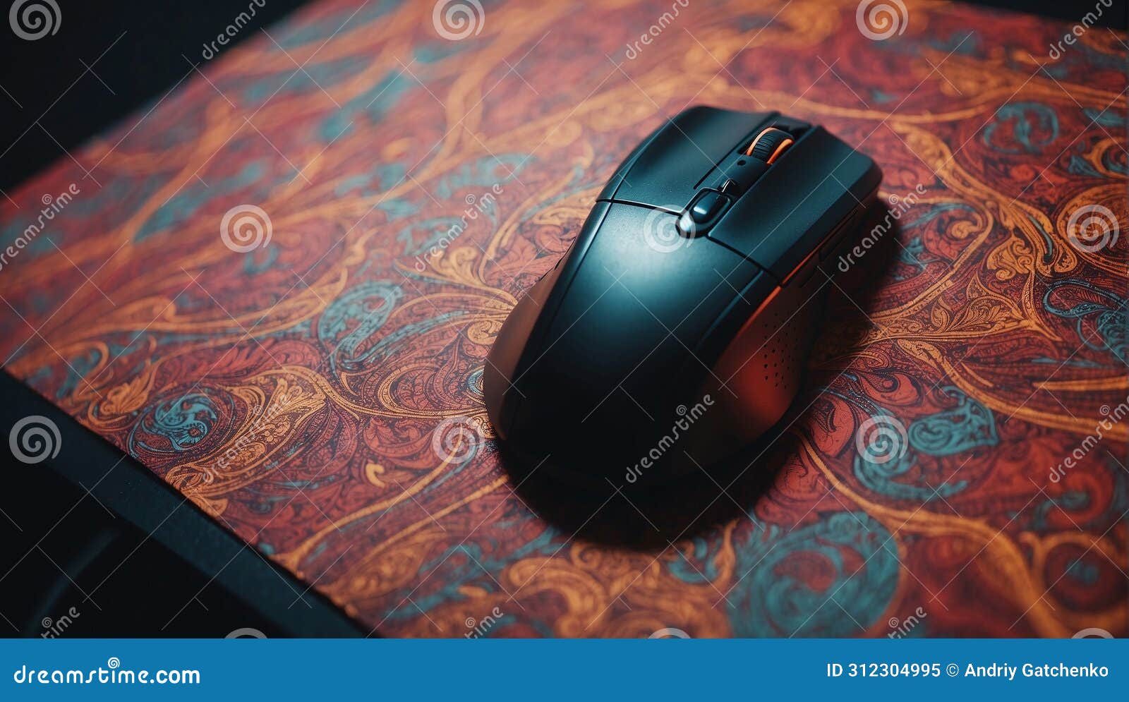 Minimalistic Black Wireless Computer Mouse on a Mat Covered with ...