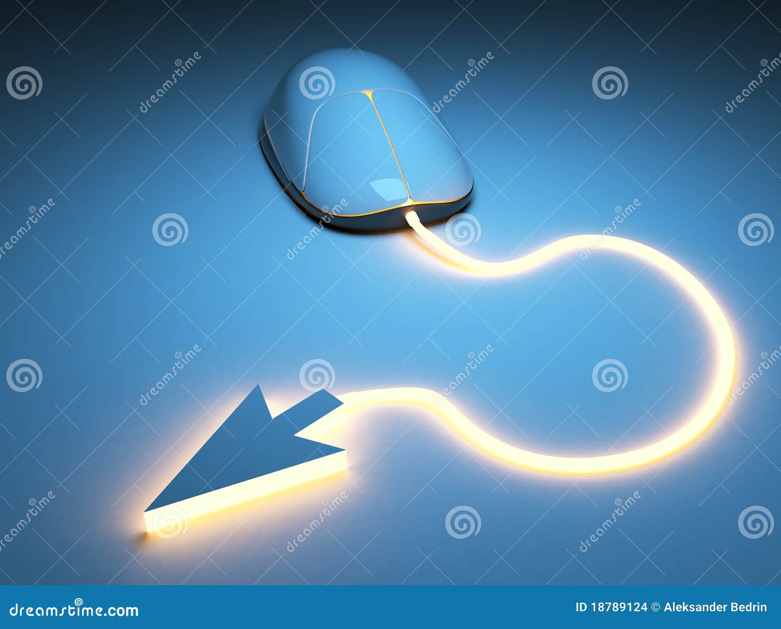 Computer Mouse 3d. Luminous Cursor Stock Illustration - Illustration of ...