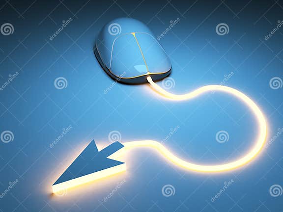 Computer Mouse 3d. Luminous Cursor Stock Illustration - Illustration of ...