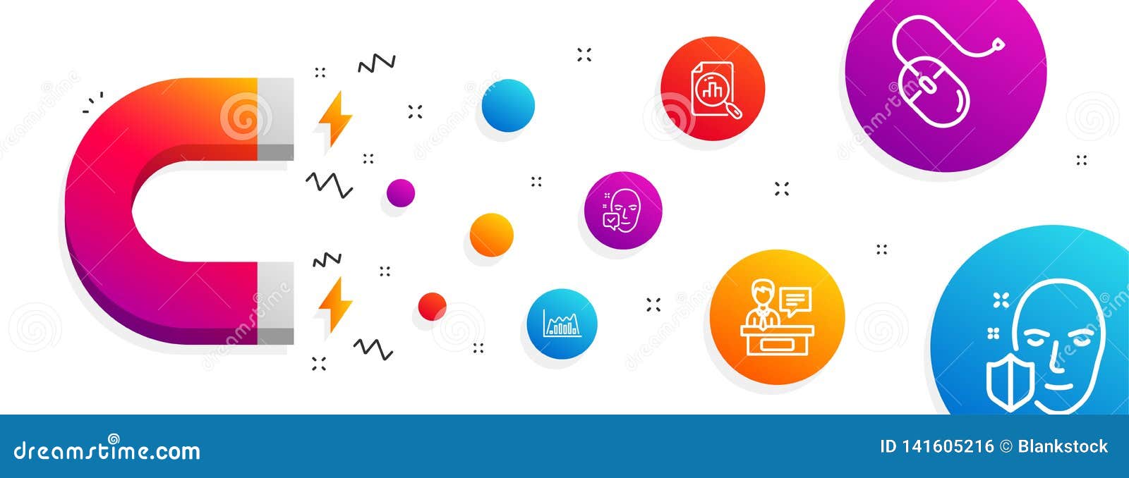 Computer Mouse, Analytics Graph and Infographic Graph Icons Set. Vector ...