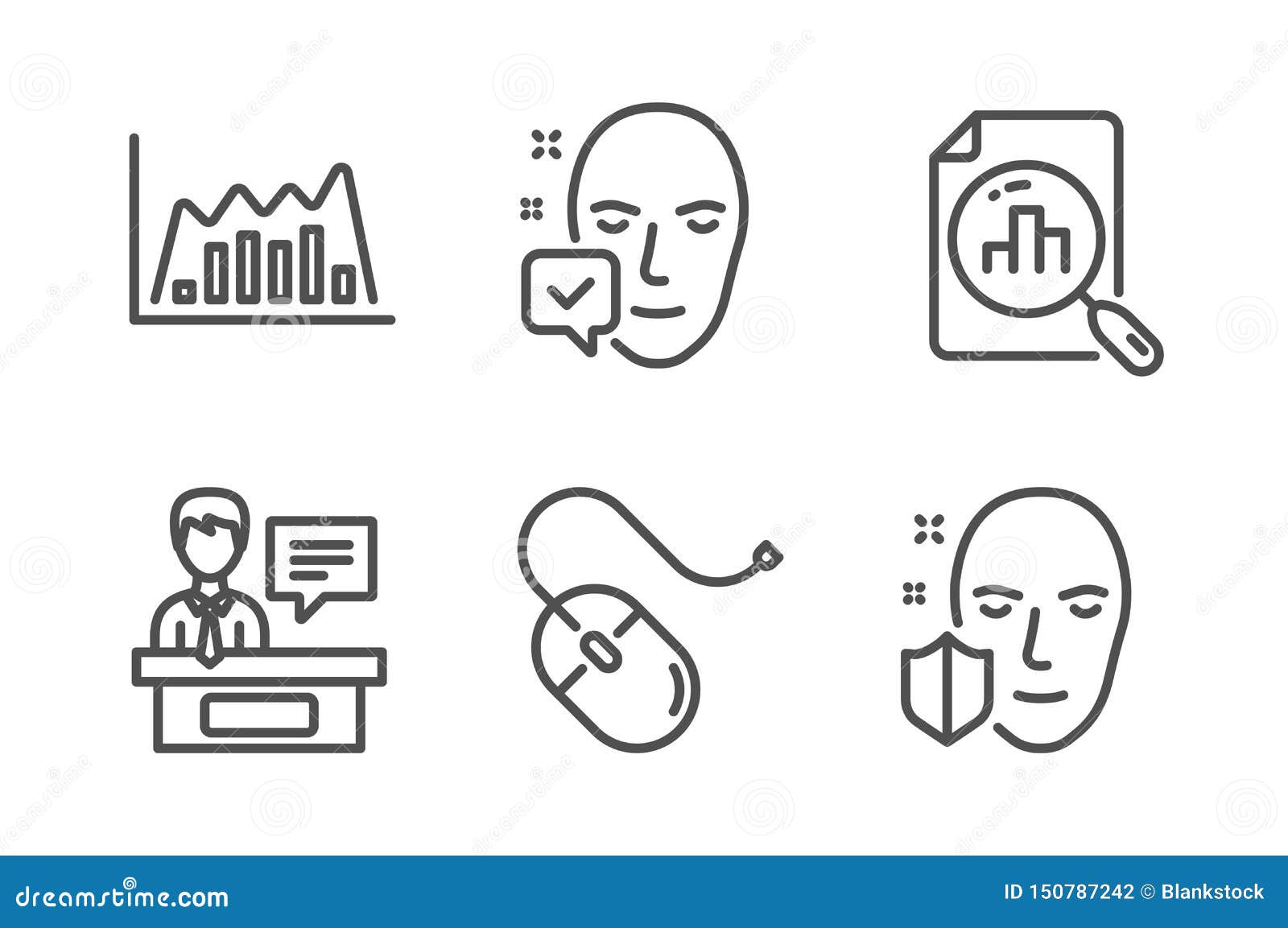 Computer Mouse, Analytics Graph and Infographic Graph Icons Set. Vector ...