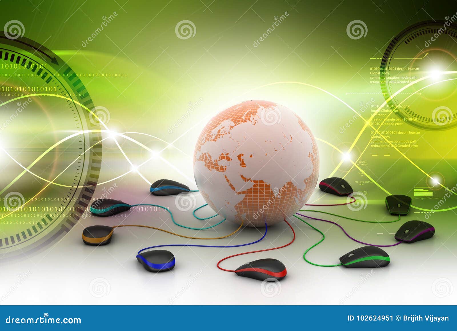 Computer Mouse Around the Earth Stock Illustration - Illustration of ...