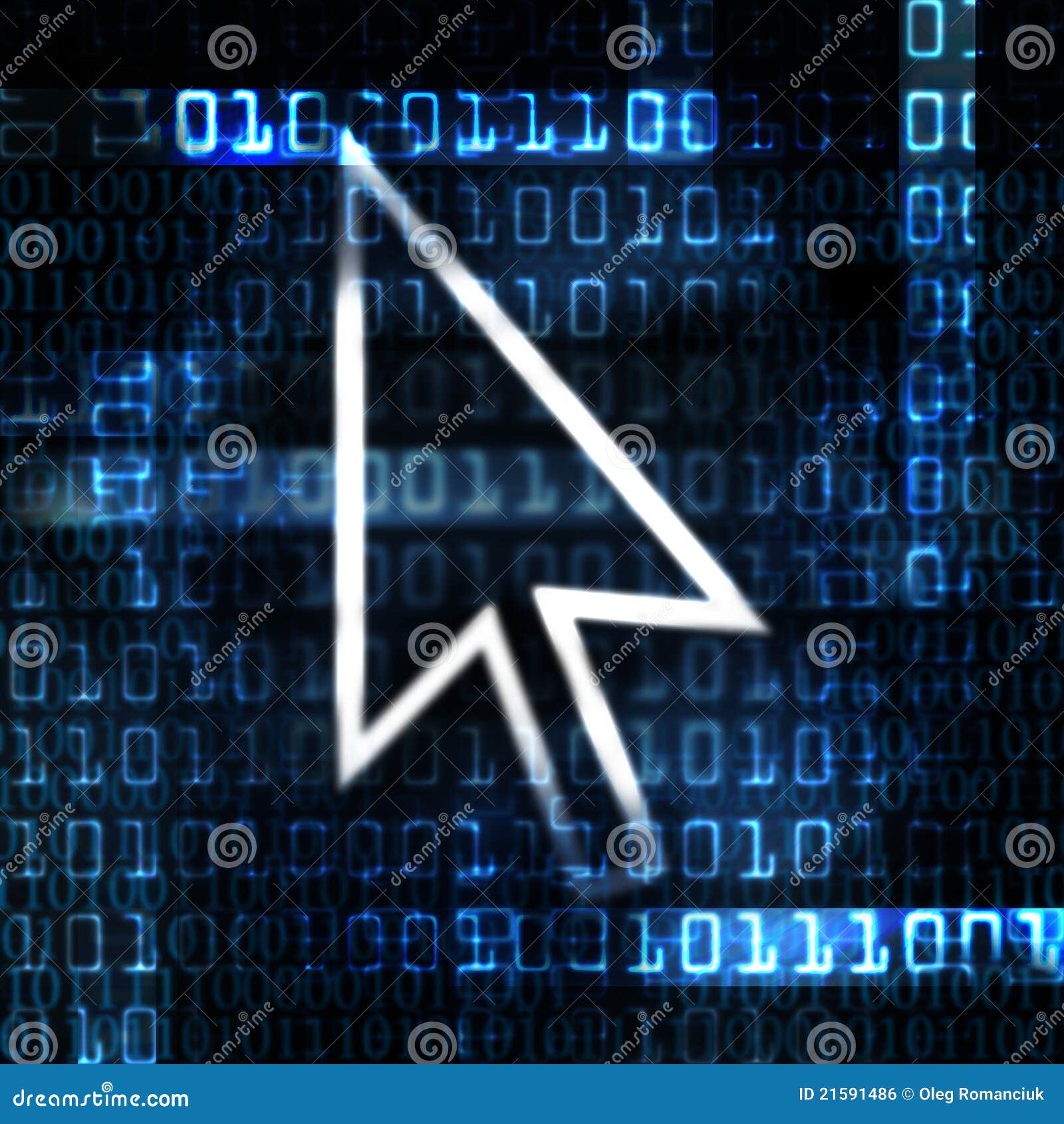 Computer Mouse Arrow and Binary Code Stock Illustration - Illustration ...