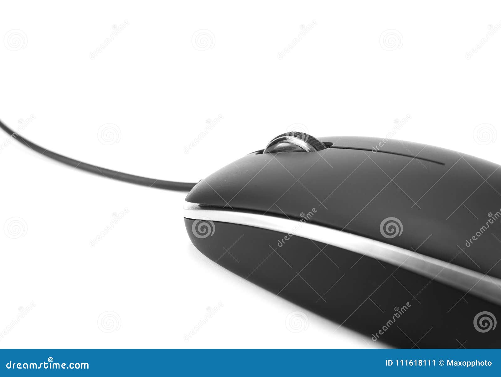 Computer Mouse with Black Cable on the White. Stock Image - Image of ...