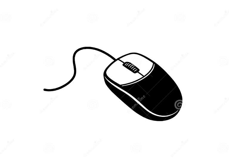 Computer Mouse Black and White Clipart. Stock Illustration ...