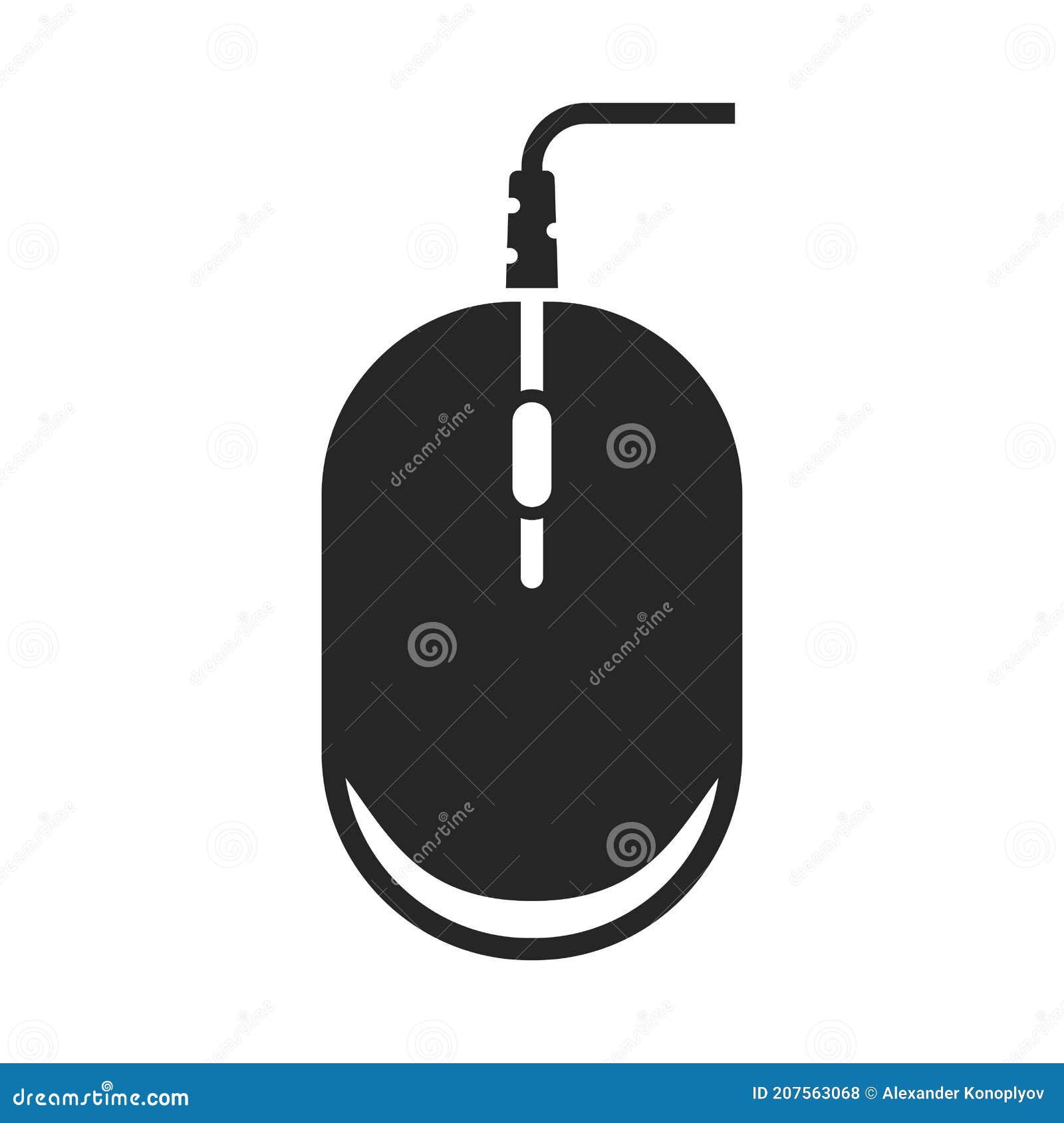 Computer Mouse Bold Black Silhouette Icon Isolated on White. Device To ...