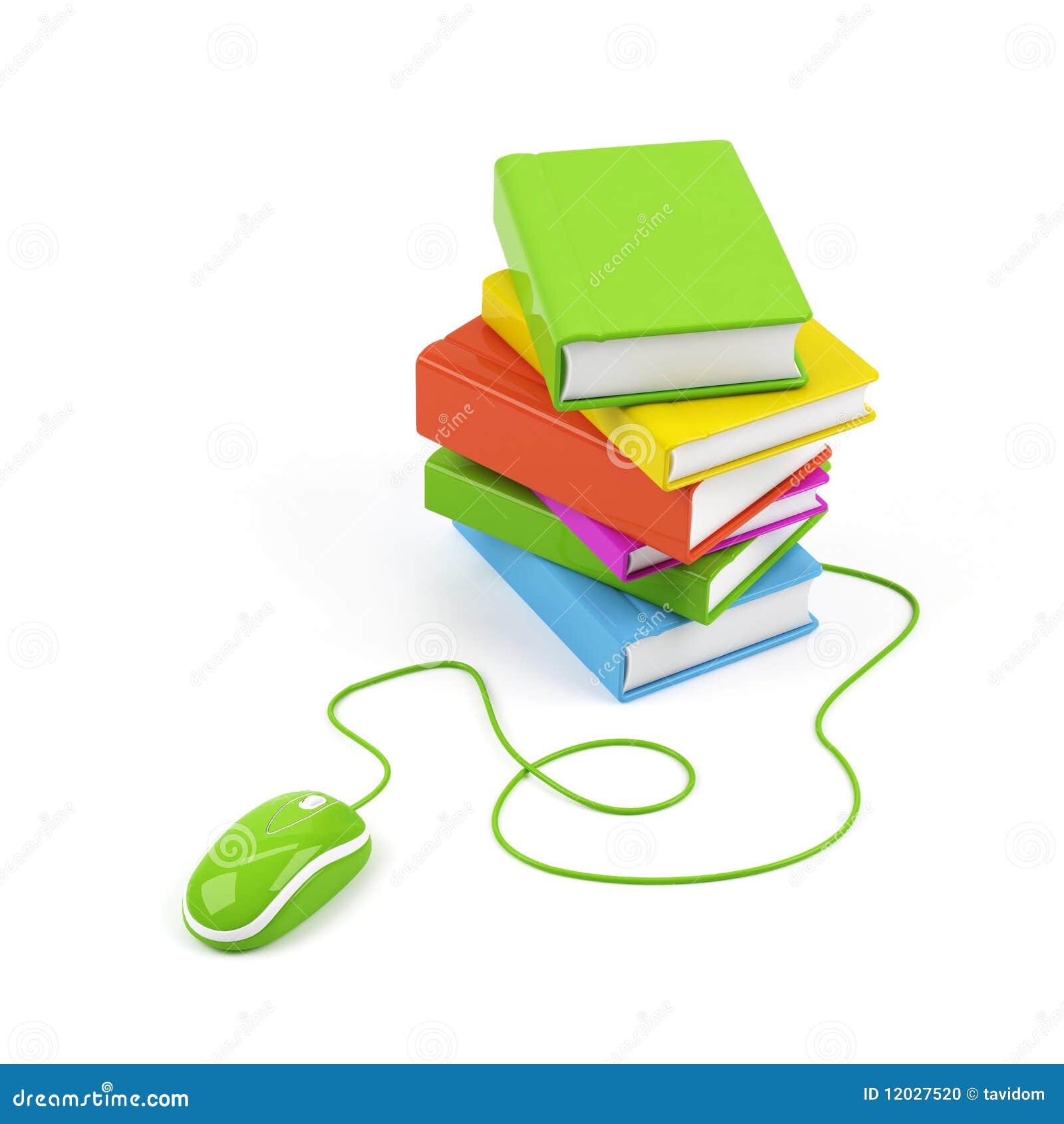 Computer Mouse and Books - E-learning Concept. Stock Illustration ...