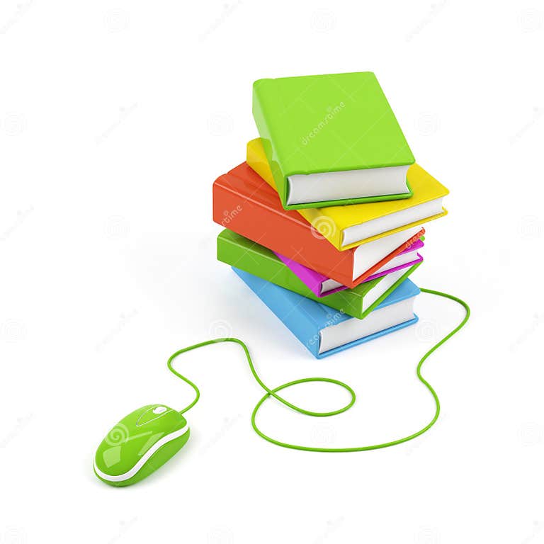 Computer Mouse and Books - E-learning Concept. Stock Illustration ...