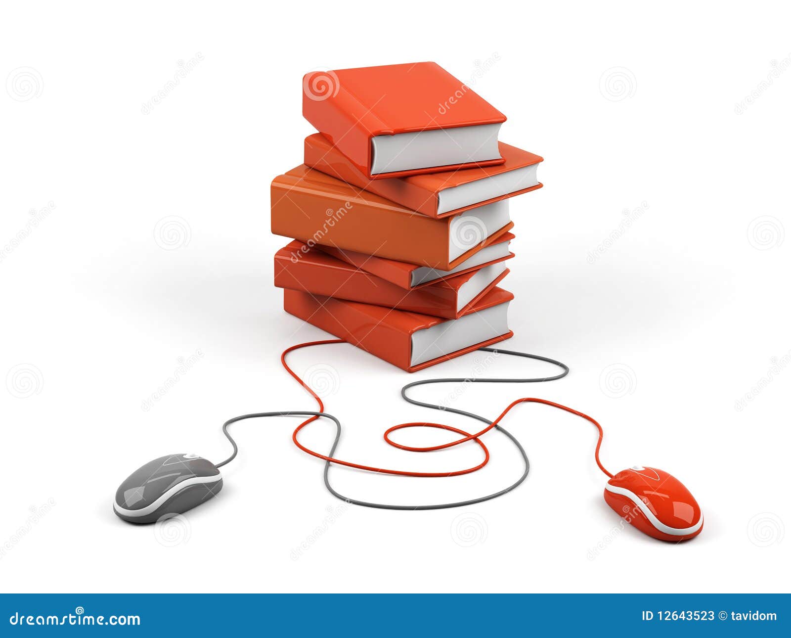 Computer Mouse and Books - E-learning Concept. Stock Illustration ...