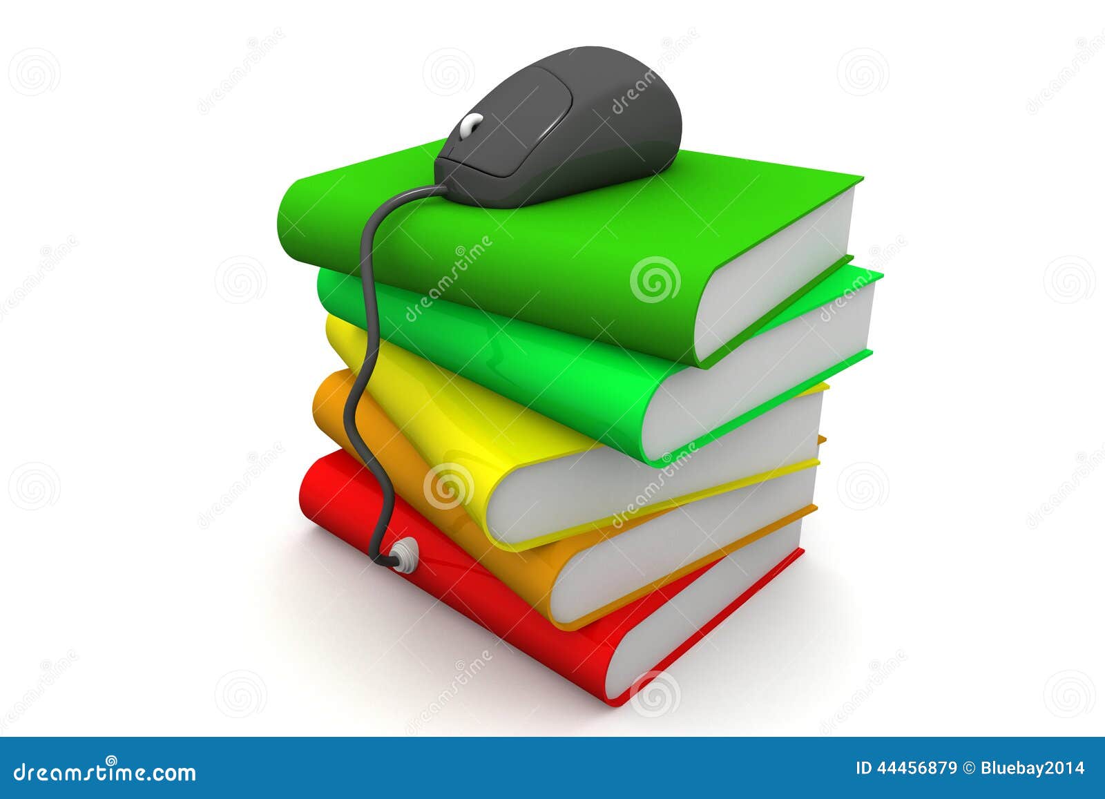 Computer mouse on books stock illustration. Illustration of online ...
