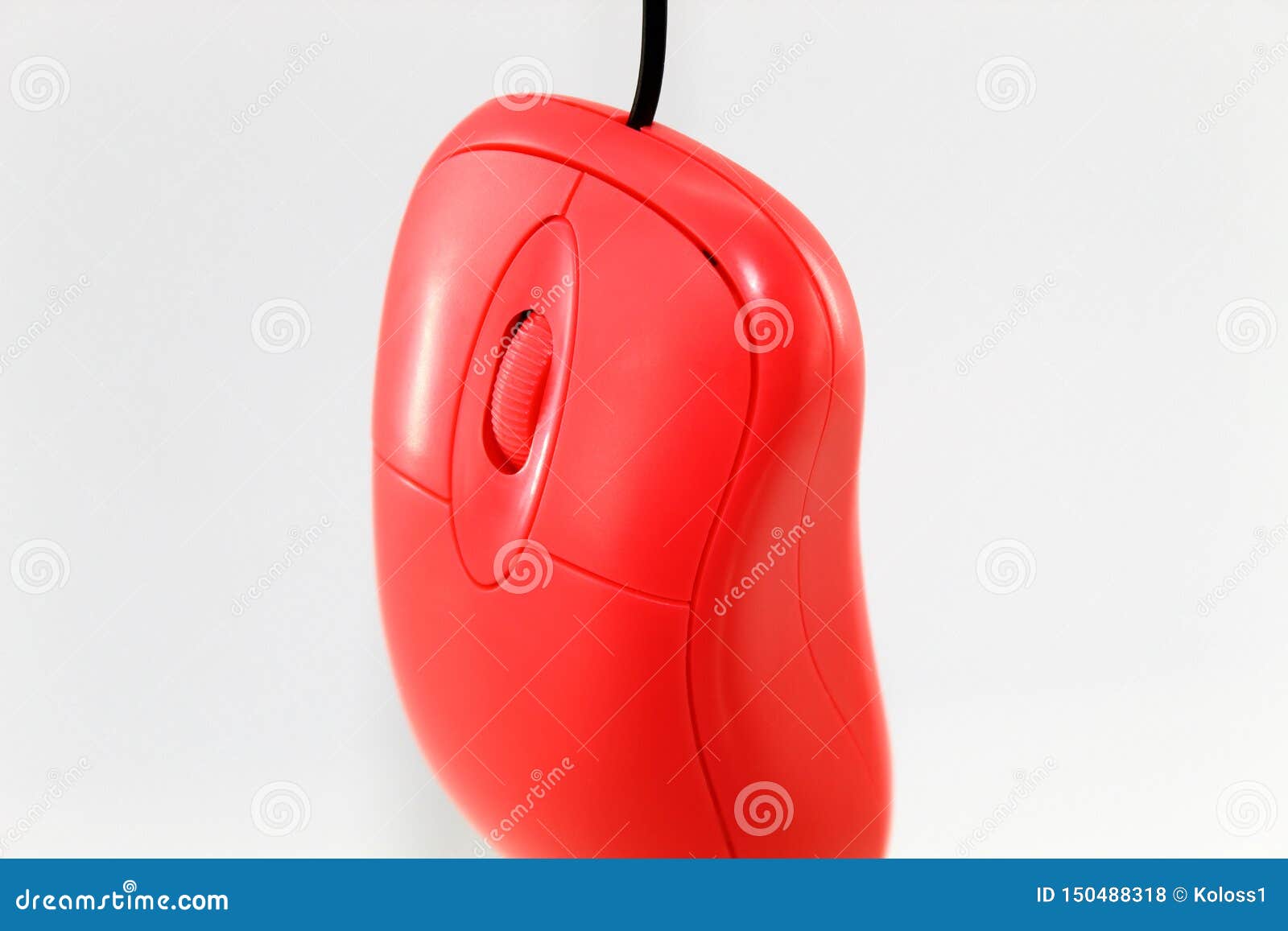 Computer Mouse Bright Pink with Ribbed Wheel Close-up on White ...