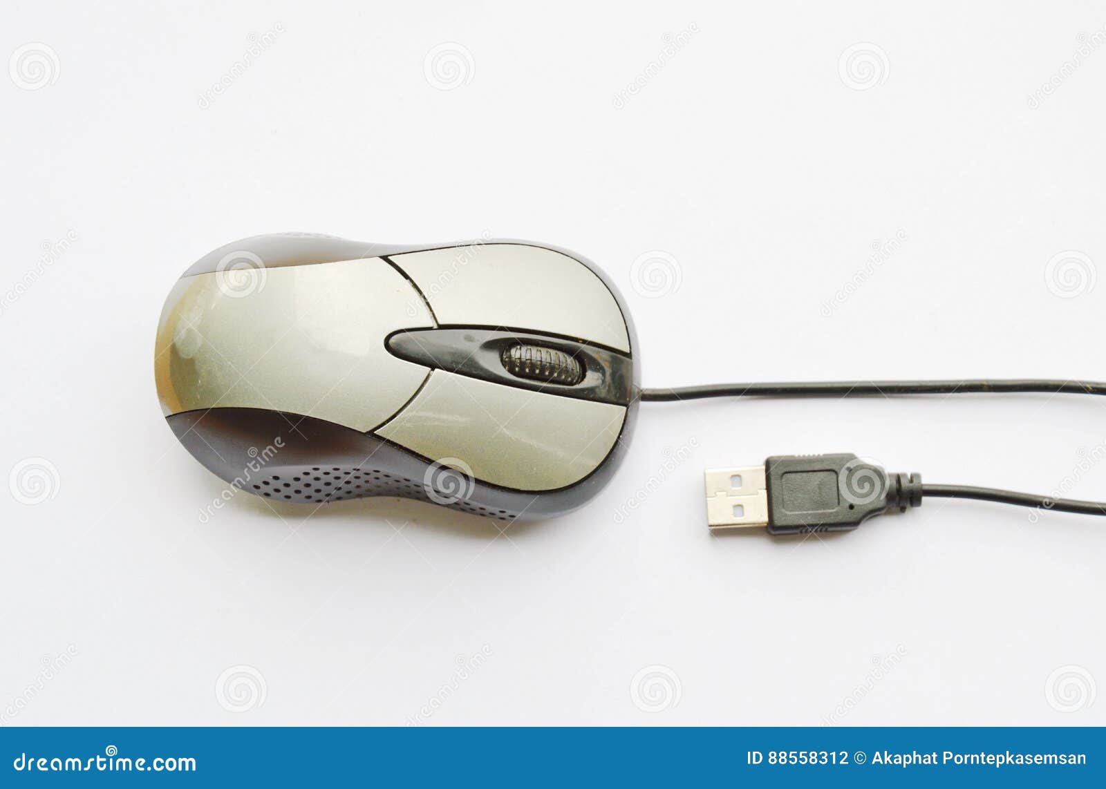 Computer Mouse and Cable Plug in on White Background Stock Photo ...