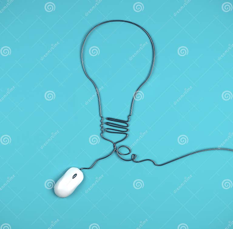 Computer Mouse and Cables in Form of Lamp Stock Illustration ...