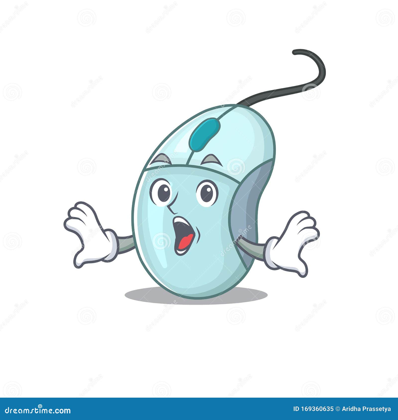 Computer Mouse Cartoon Character Design on a Surprised Gesture Stock ...