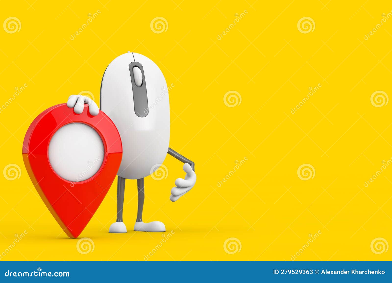 Computer Mouse Cartoon Person Character Mascot with Red Target Map ...