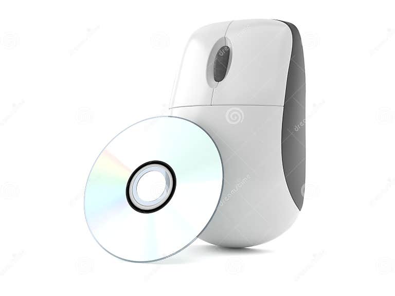 Computer Mouse with Cd Disc Stock Illustration - Illustration of data ...