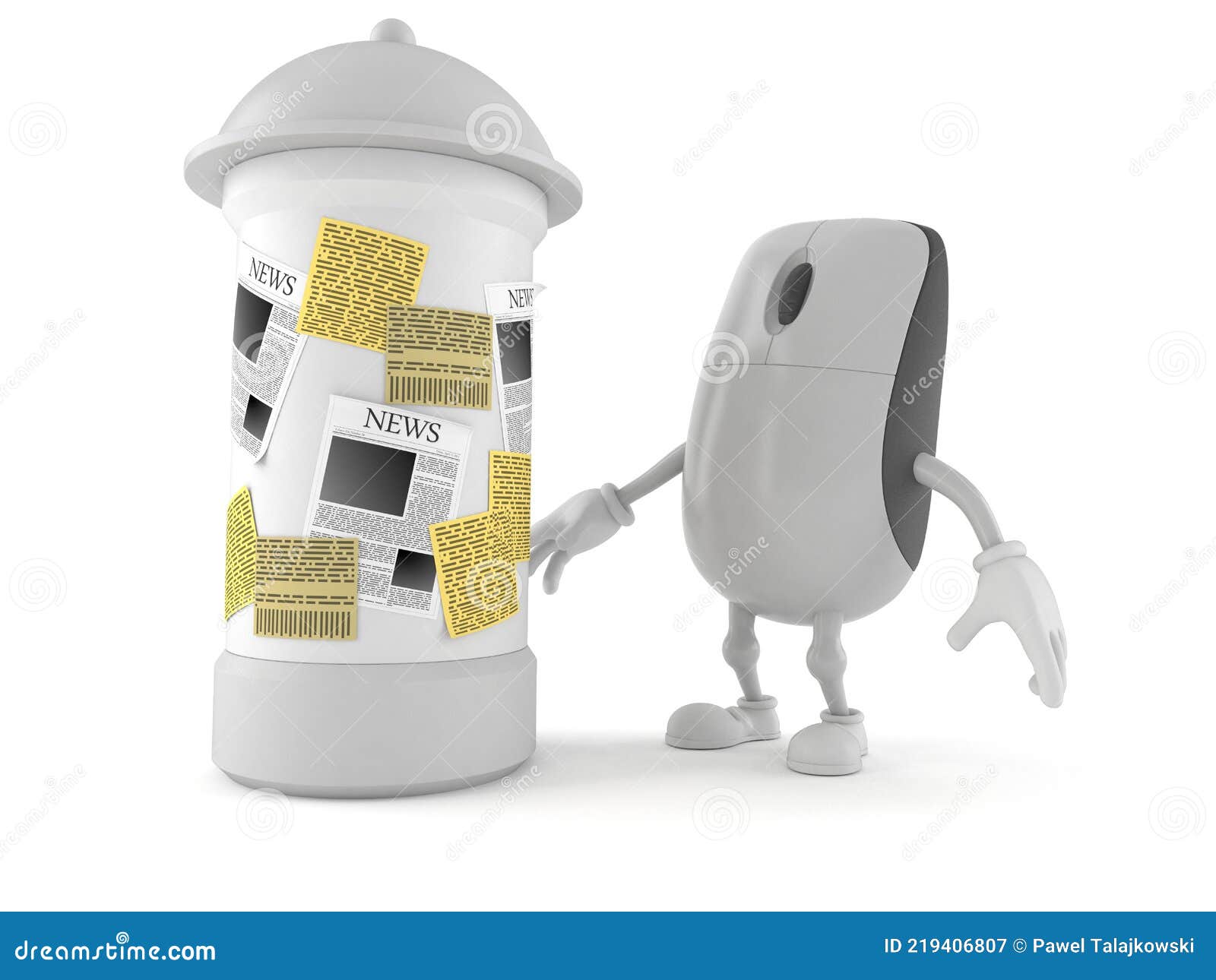 Computer Mouse Character with Advertising Column Stock Illustration ...