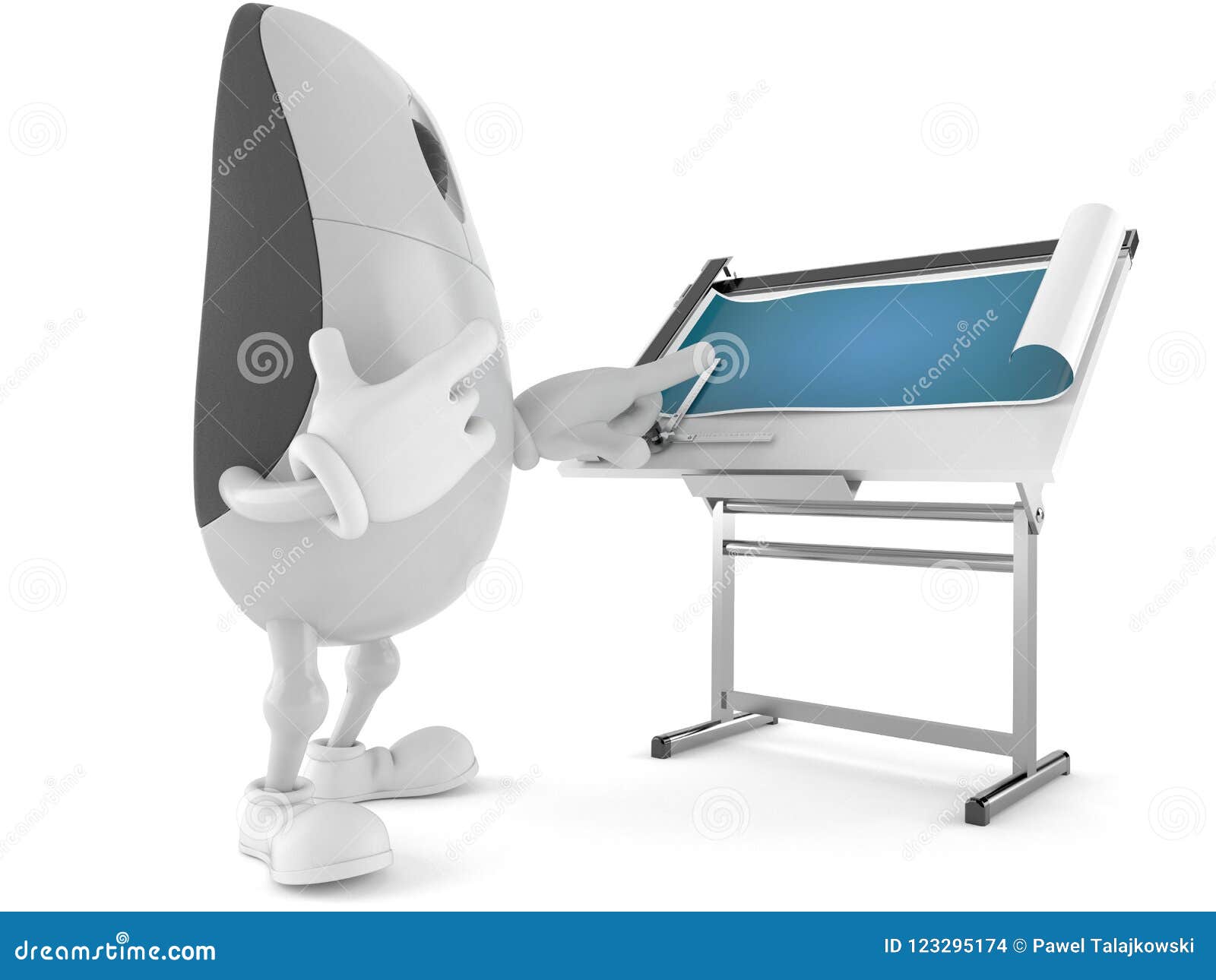 Computer Mouse Character with Blueprint Stock Illustration ...