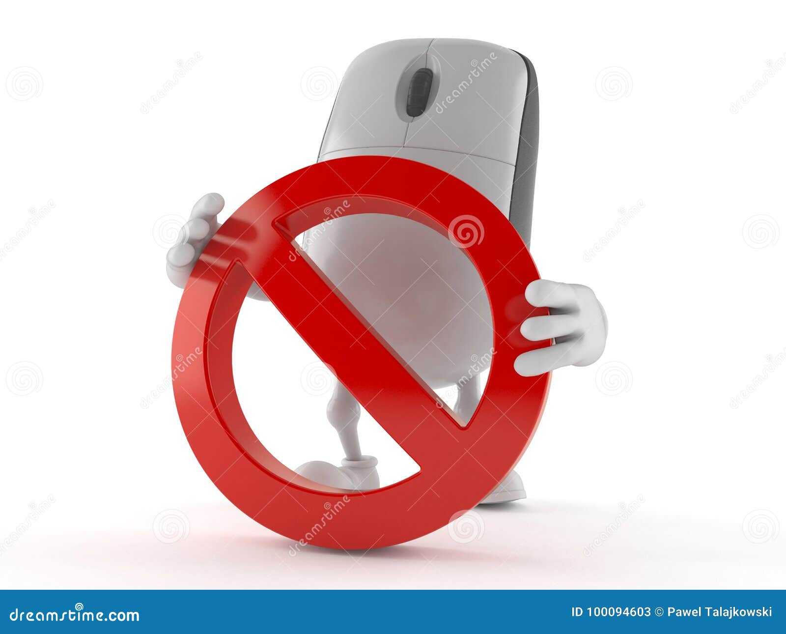 Computer Mouse Character with Forbidden Sign Stock Illustration ...
