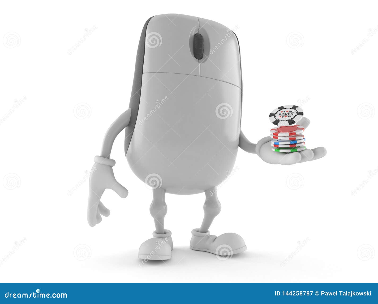 Computer Mouse Character with Gambling Chips Stock Illustration ...