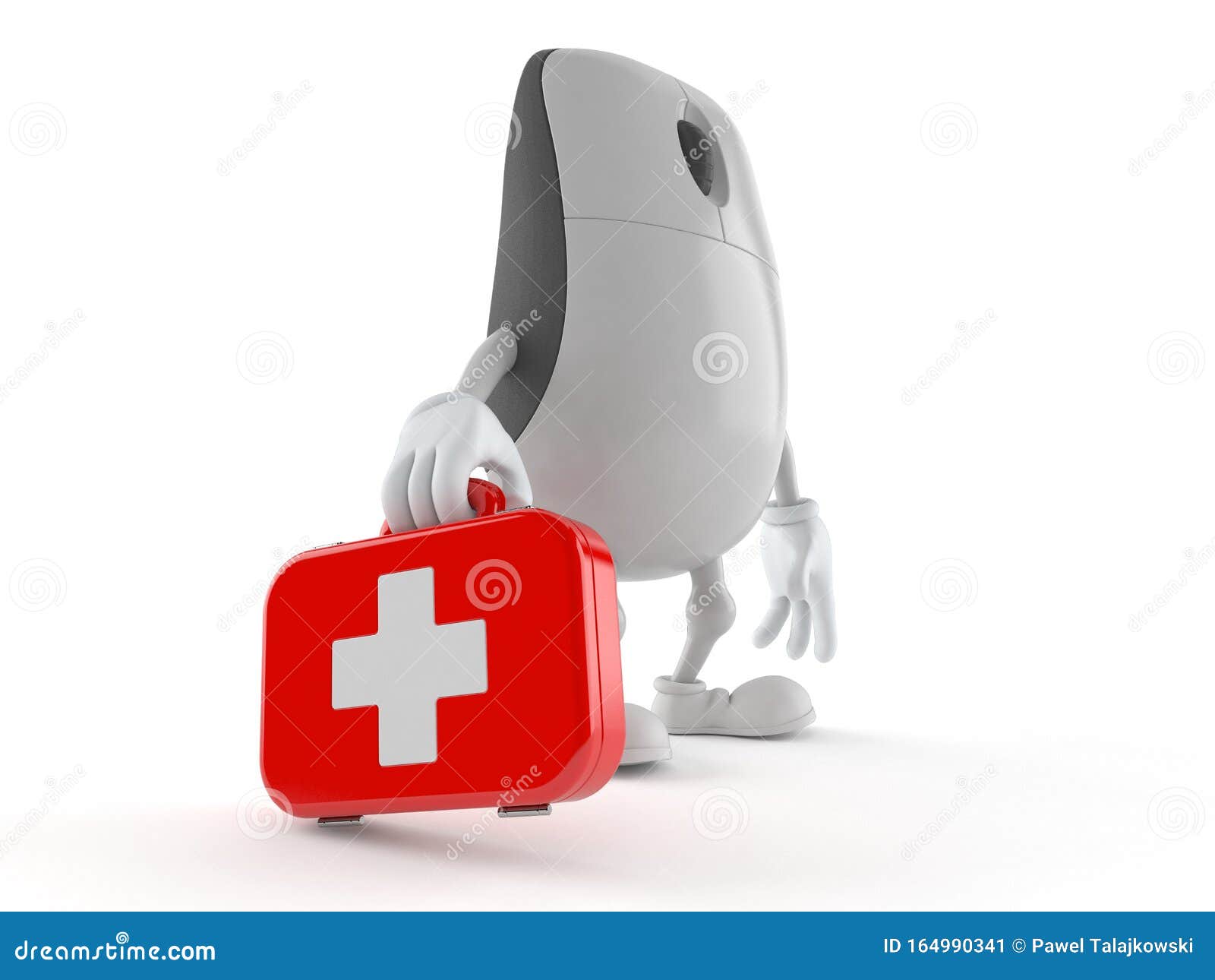 Computer Mouse Character Holding First Aid Kit Stock Illustration ...