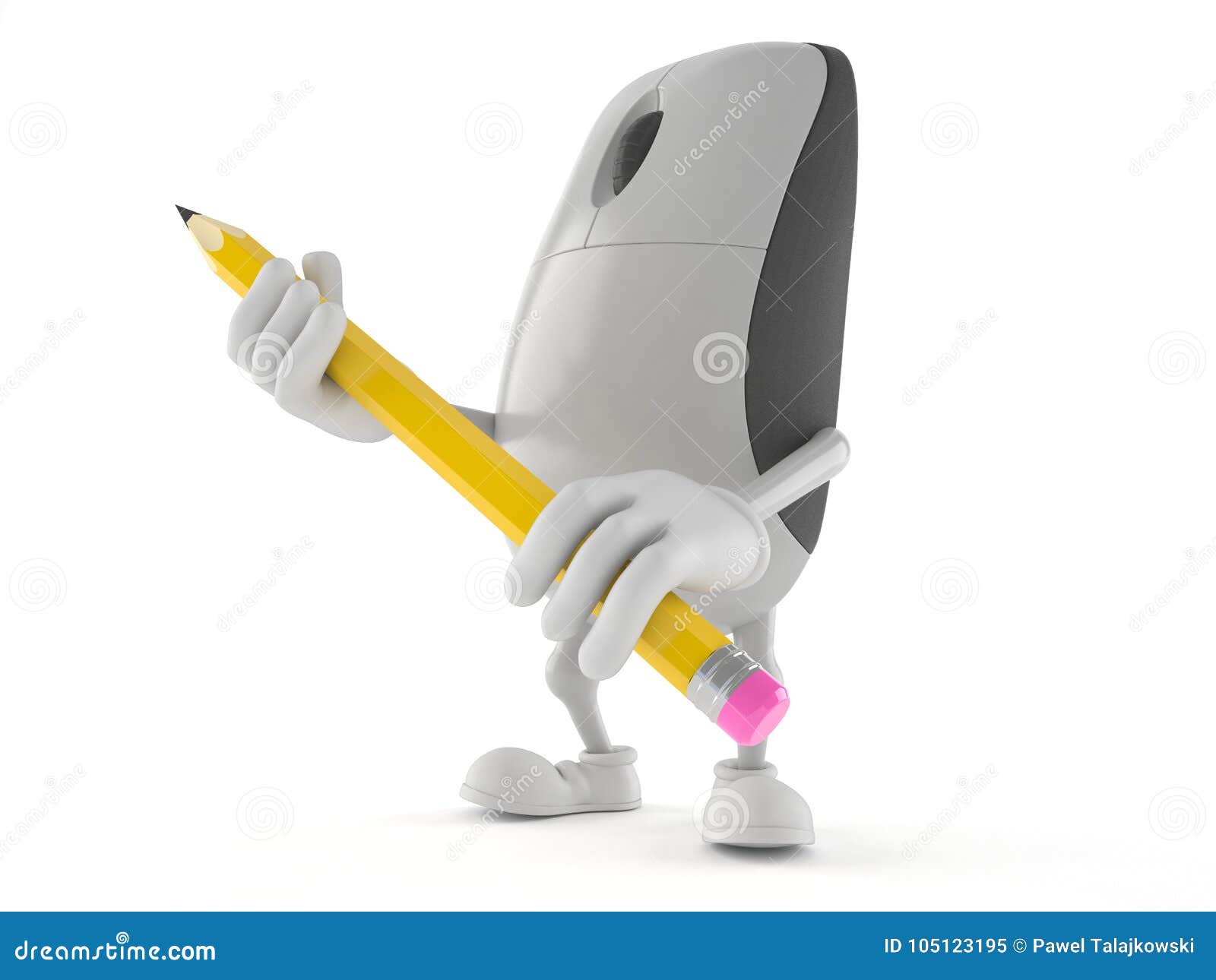 Computer Mouse Character Holding Pencil Stock Illustration ...