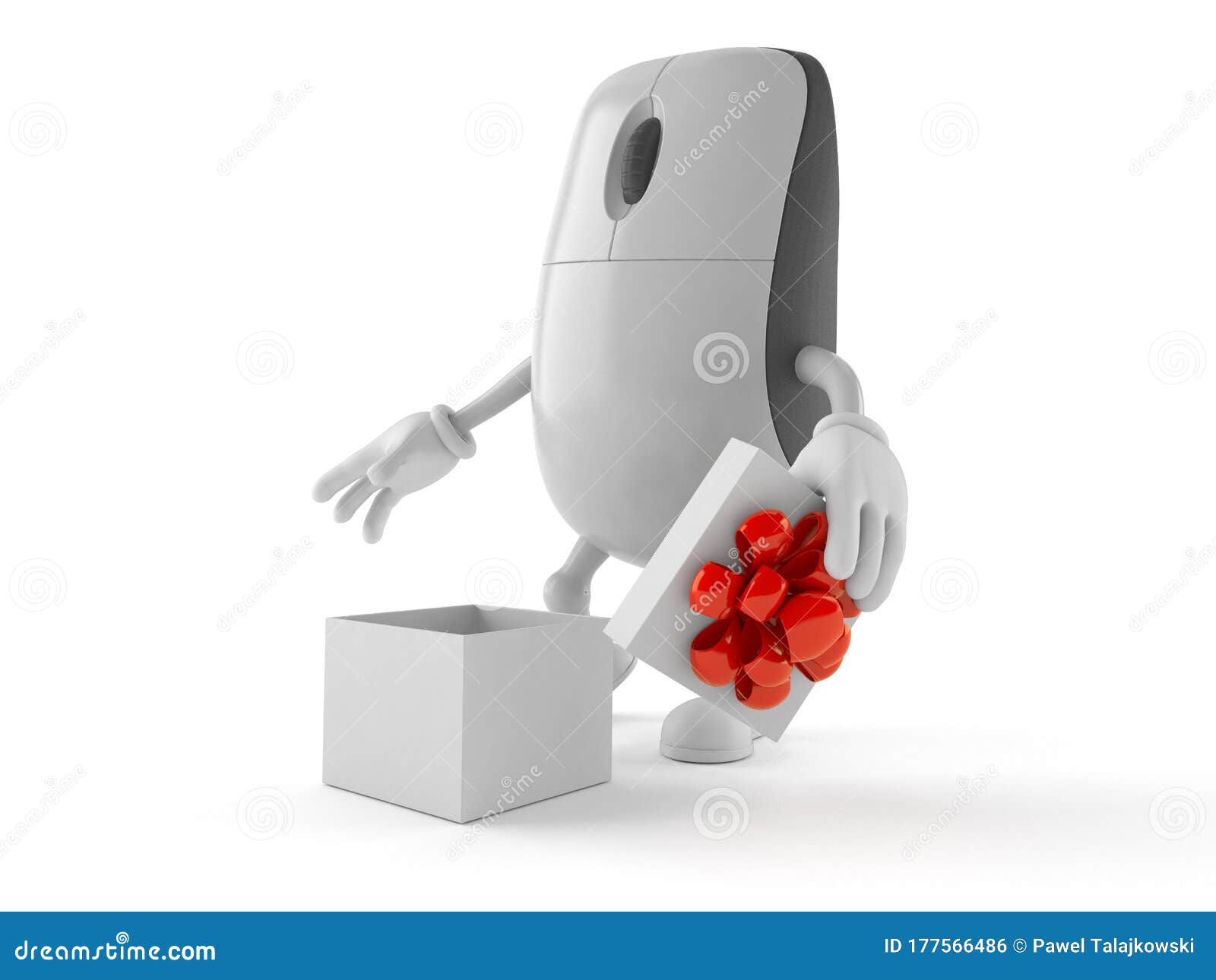 Computer Mouse Character with Open Gift Stock Illustration ...