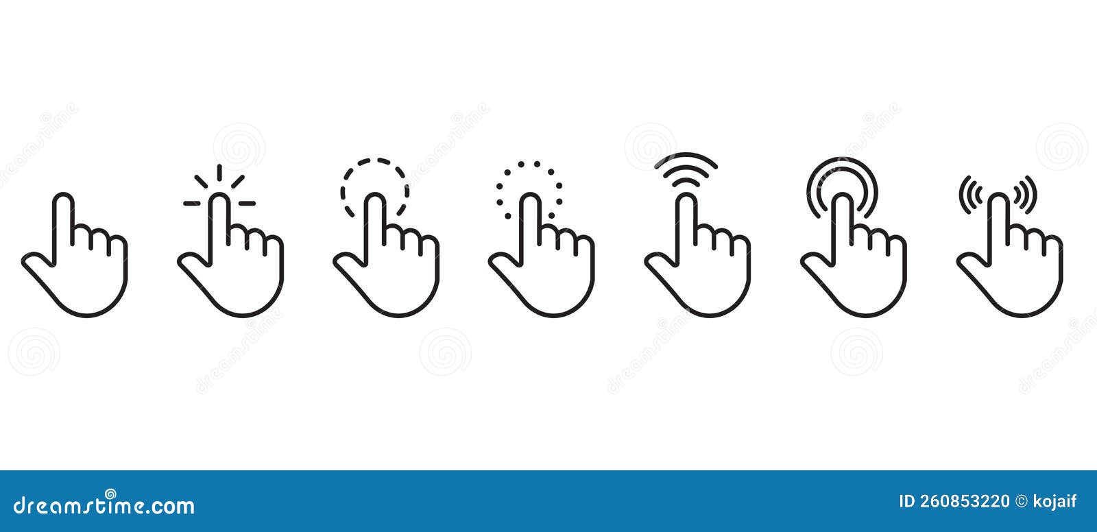 Computer Mouse Click Cursor Arrow Vector Icons Set Clicking Cursor Pointing Hand Clicks And