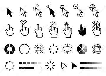 Computer Mouse Click Cursors and Hands Stock Vector - Illustration of ...