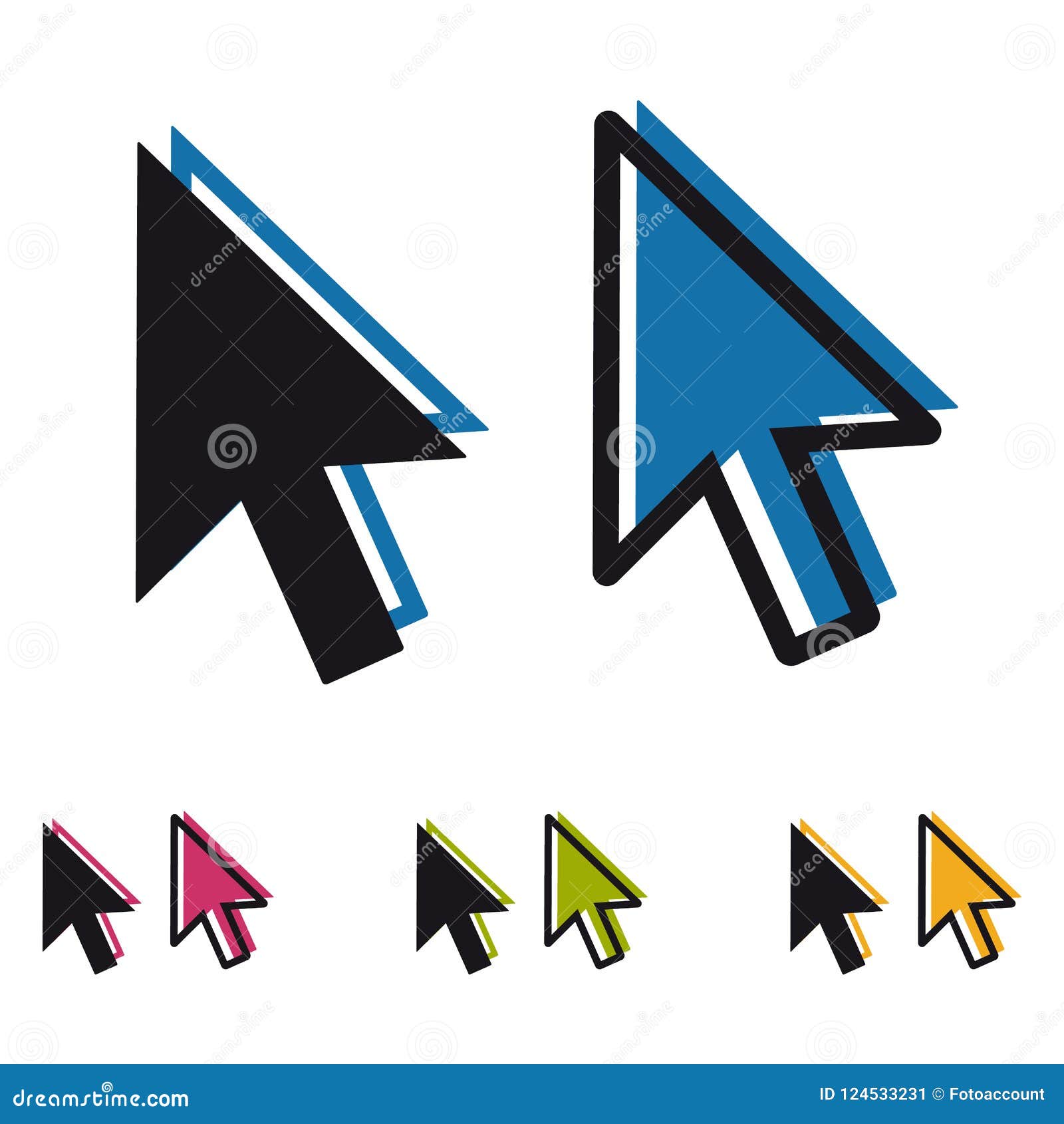 Computer Mouse Click Pointer Arrow - Colorful Vector Illustration - Isolated on White Background ...