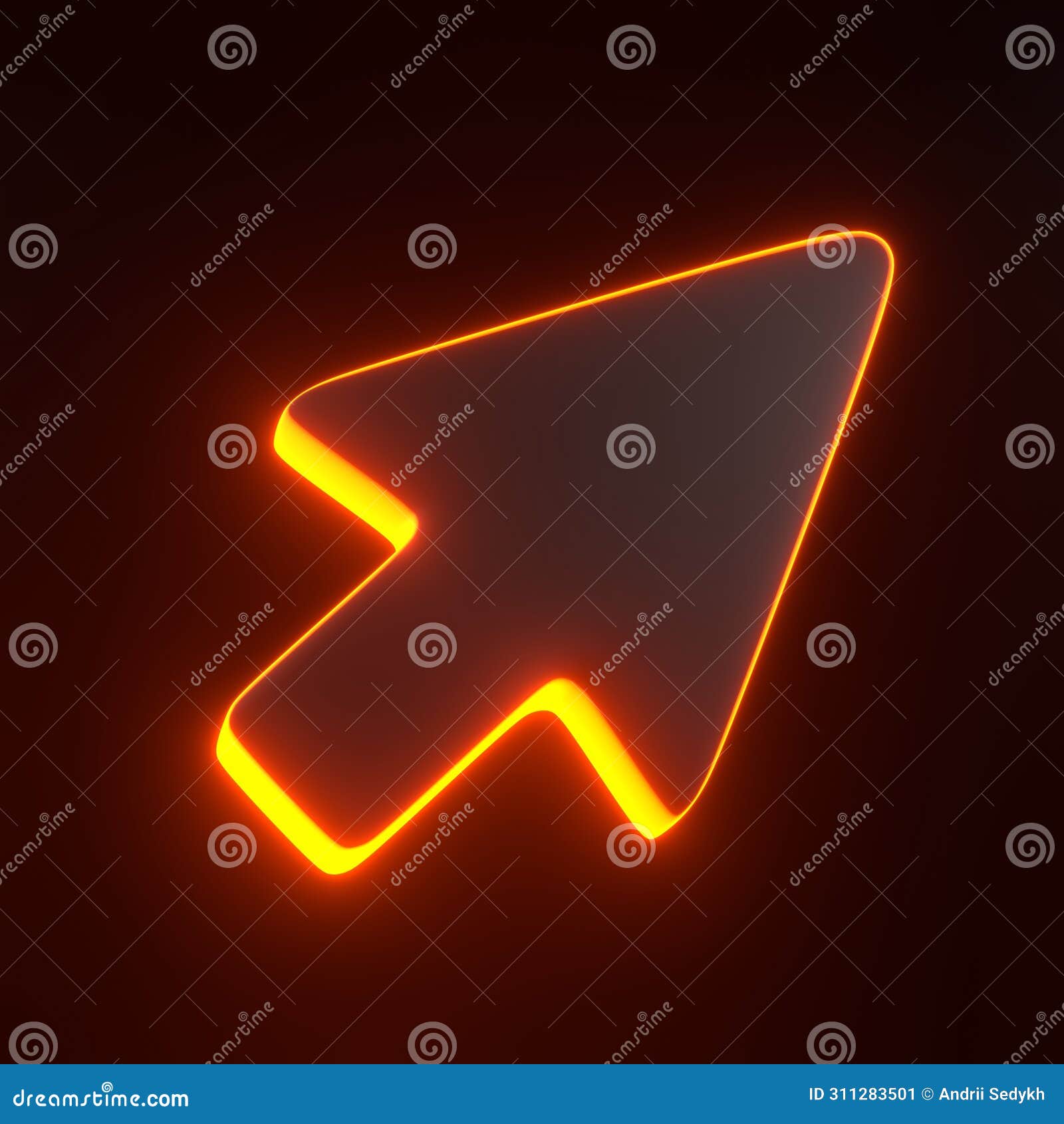 Computer Mouse Click Pointer with Bright Glowing Futuristic Orange Neon ...