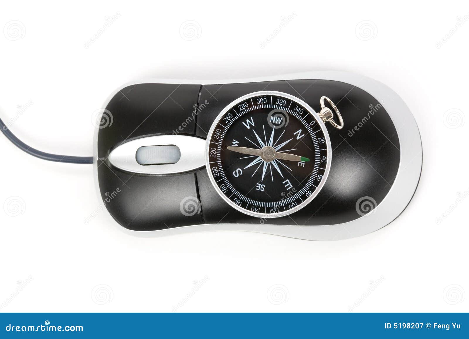 Computer Mouse and Compass stock image. Image of computer - 5198207