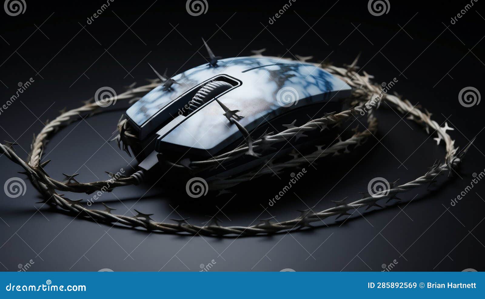 A Computer Mouse Wrapped in Barbed Wire, Symbolizing the Danger of ...