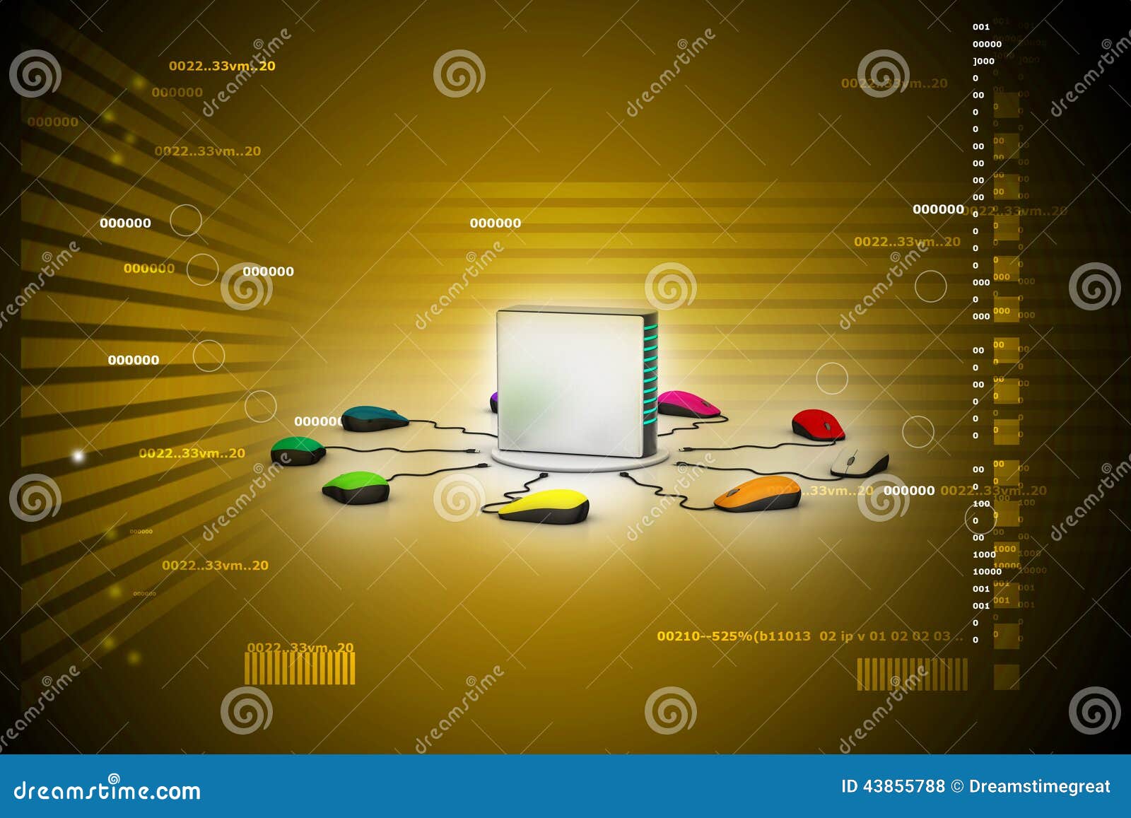 Computer Mouse Connected Server Stock Illustration - Illustration of ...