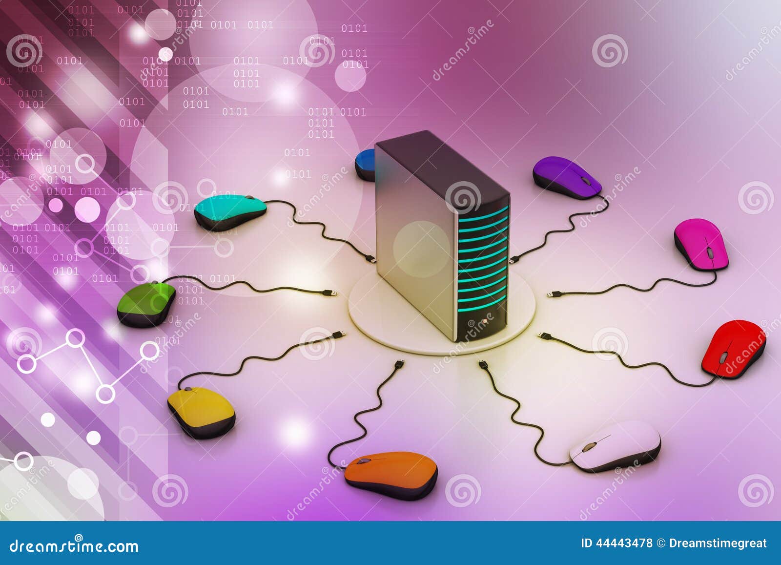 Computer Mouse Connected Server Stock Illustration - Illustration of ...