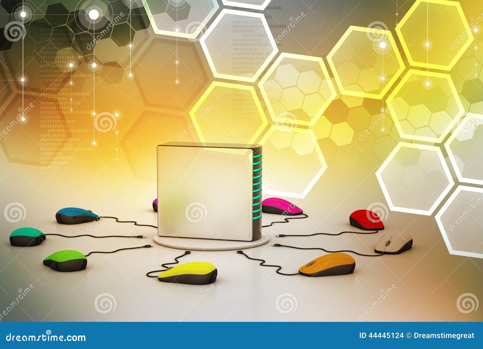 Computer Mouse Connected Server Stock Illustration - Illustration of ...