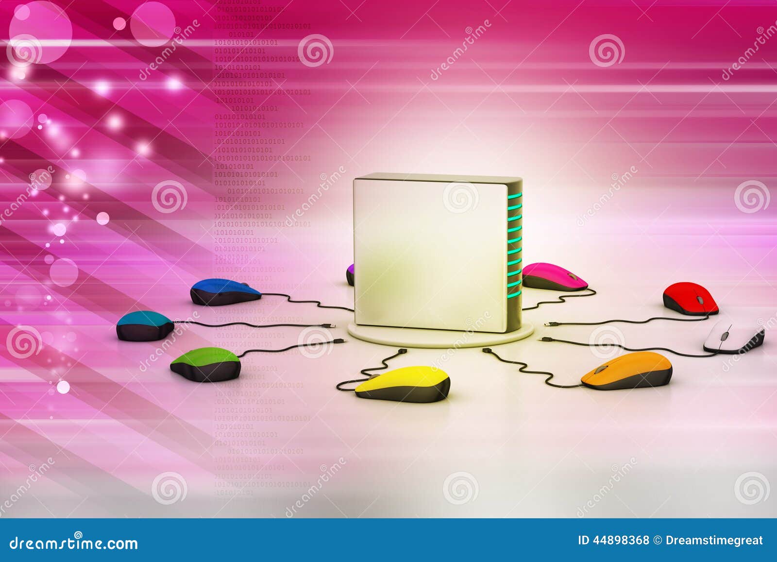 Computer Mouse Connected Server Stock Illustration - Illustration of ...