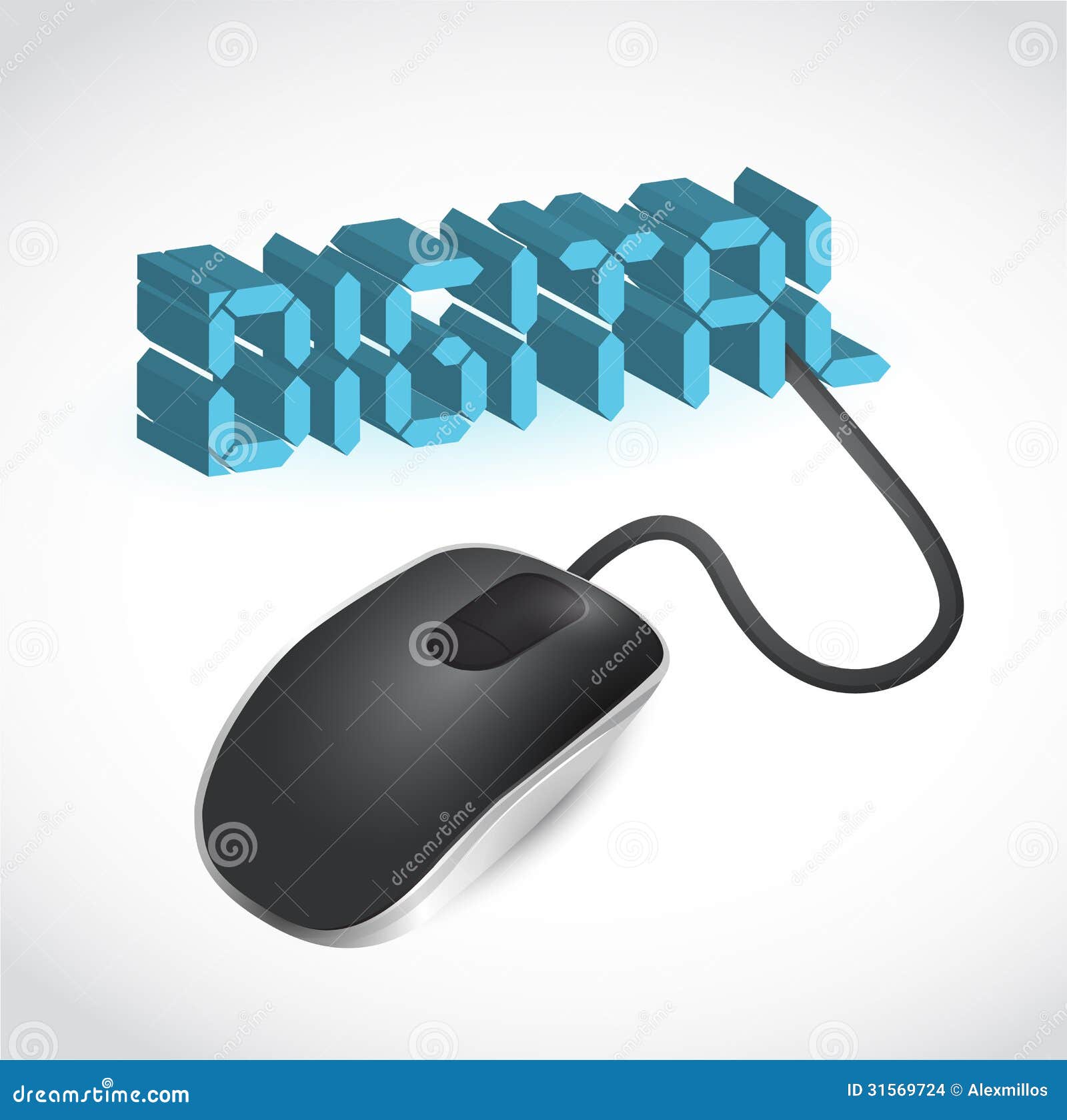 Computer Mouse Connected To the Blue Word Digital Stock Illustration ...