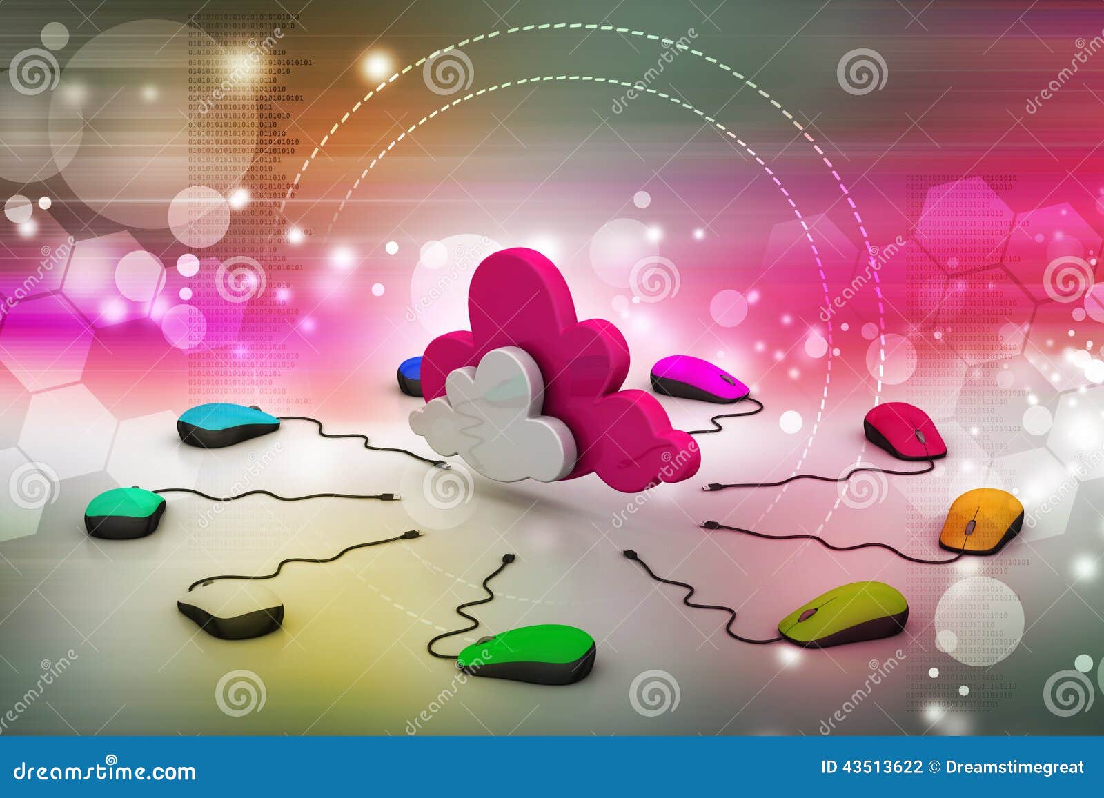 Computer Mouse Connected To a Cloud Stock Illustration - Illustration ...