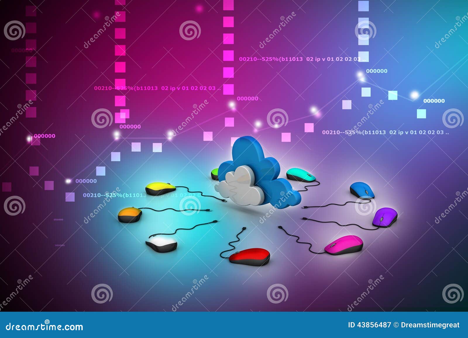 Computer Mouse Connected To a Cloud Stock Illustration - Illustration ...